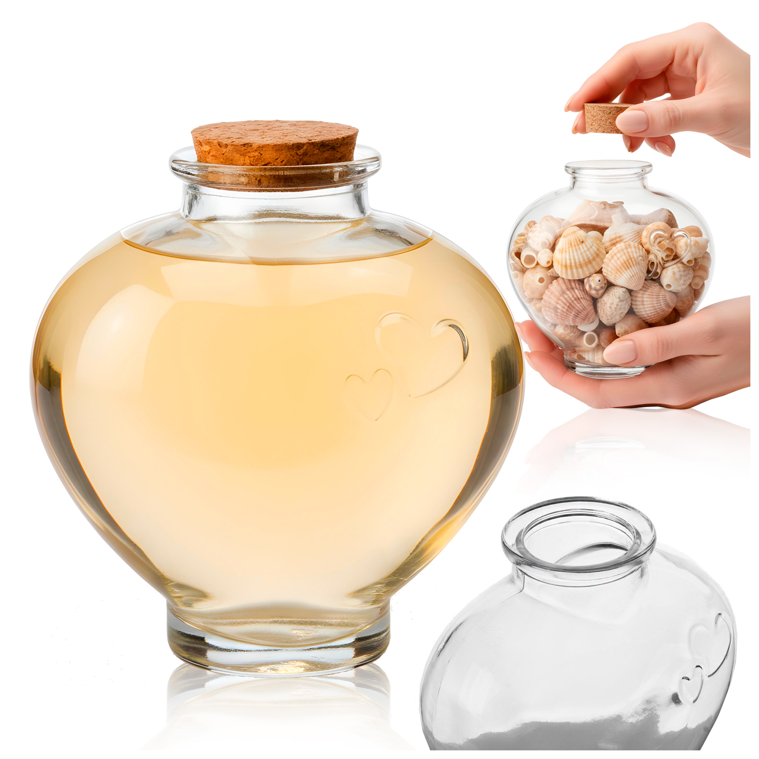 5x Buteleczka szklana Serce 350 ml z korkiem na prezent, nalewki ...